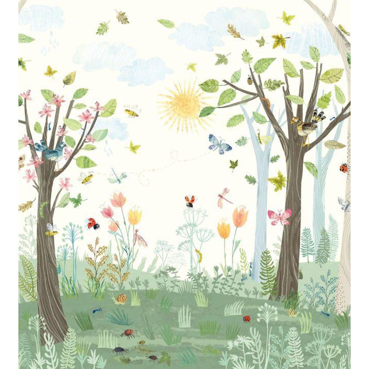 Busy Buzzy Wall Mural Wallpaper by Villa Nova - Sample | Chairish