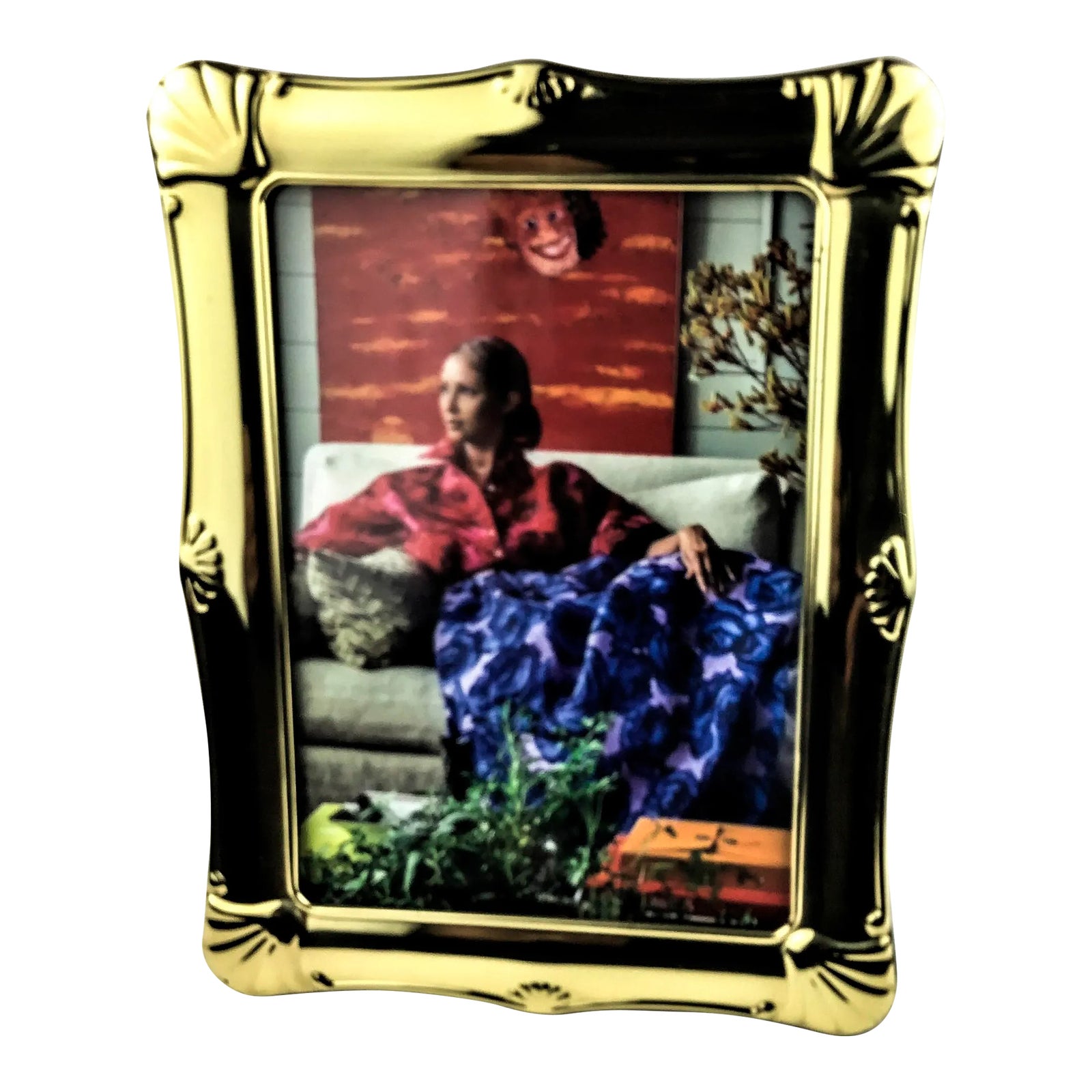 Classic Brass Finish Carved Photo Frame | Chairish