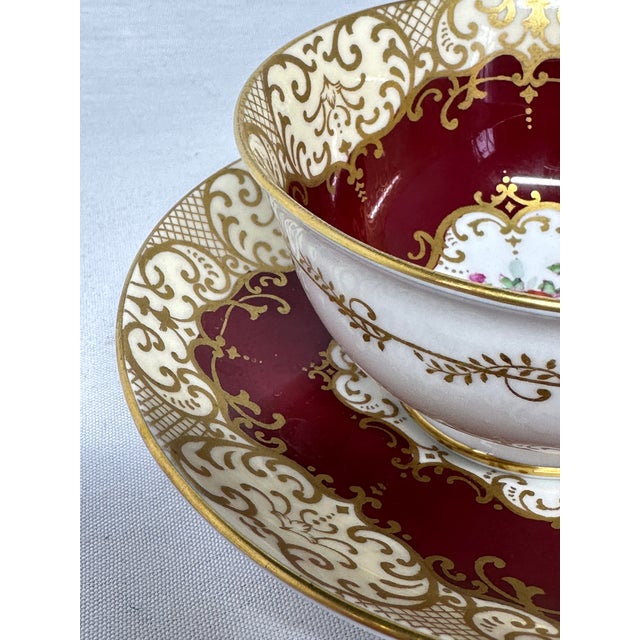 1940s Maroon and Gold With Floral Bouquet Victorian Tea Cup Set- 2 ...