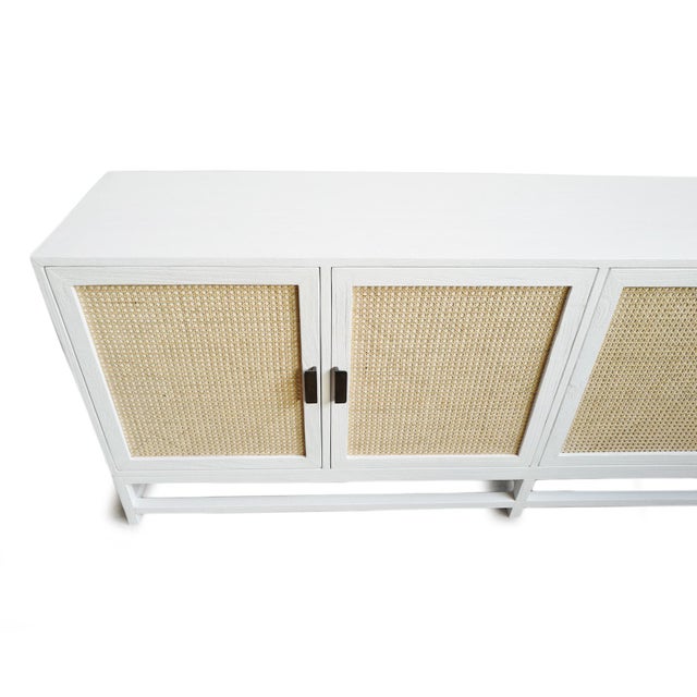 Modern White Cane Door Sideboard | Chairish
