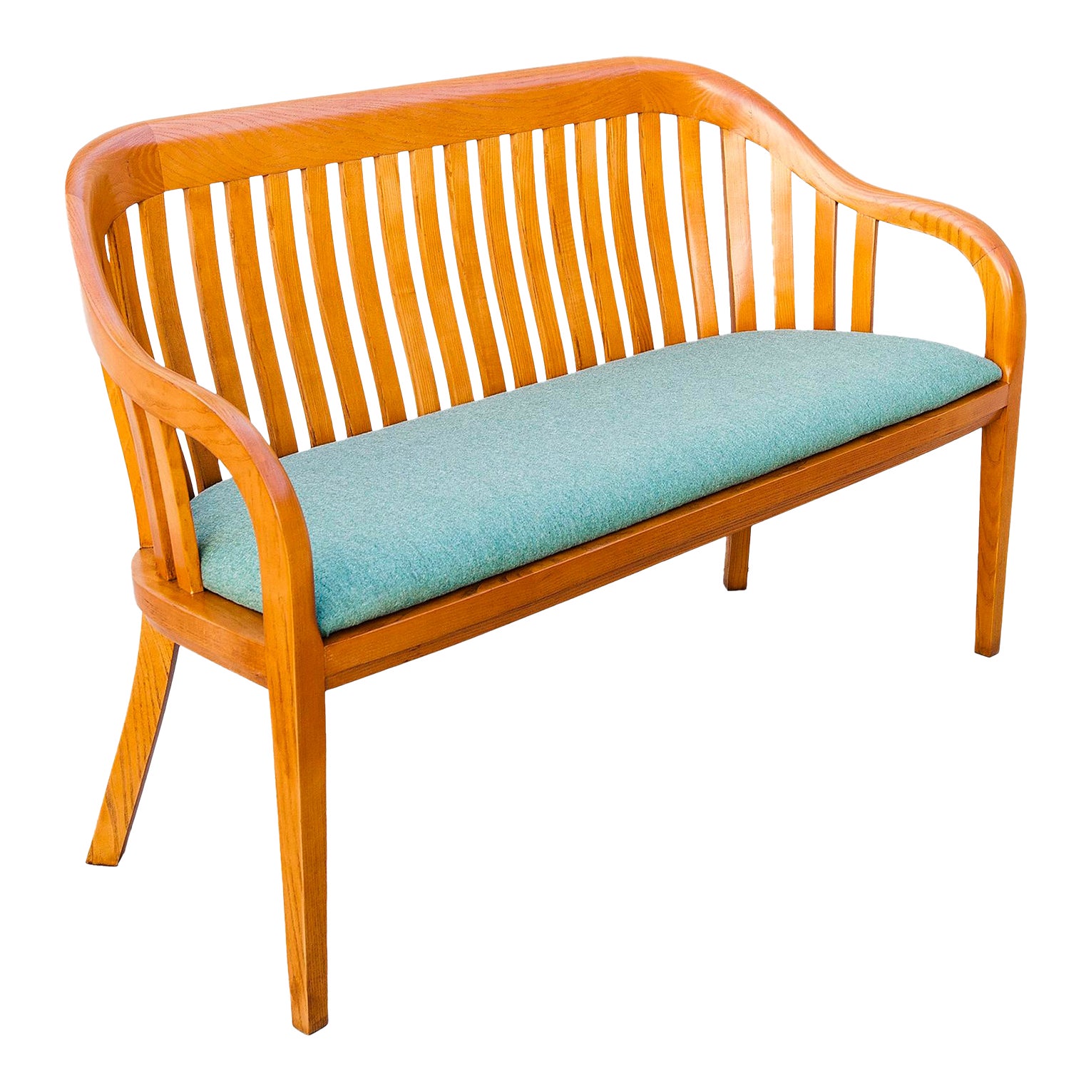 Vintage Solid Oak Bankers Bench by Ward Bennett for Geiger Brickel ...