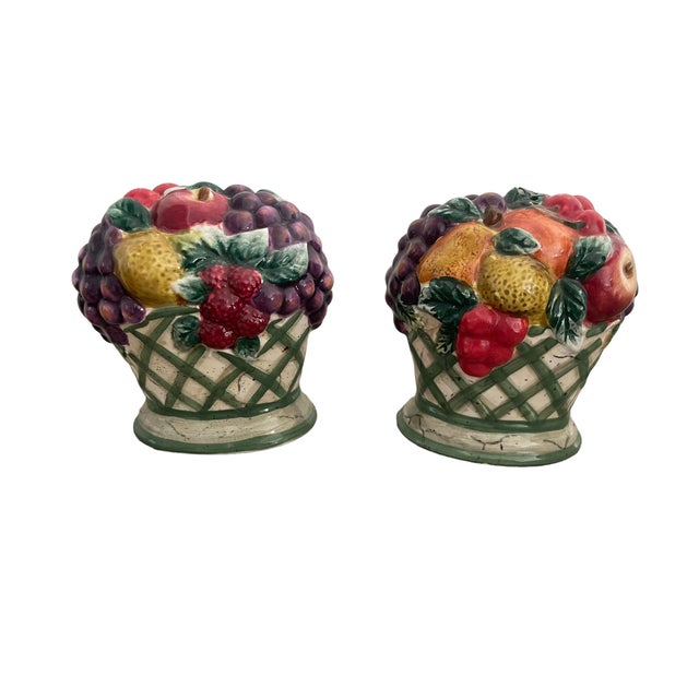 Vintage Ceramic Fruit Basket Lidded Dish and Salt and Pepper Shakers by ...