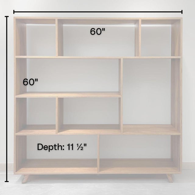 Mid-Century Modern Geometric Bookcase - 60" X 60" - Walnut | Chairish