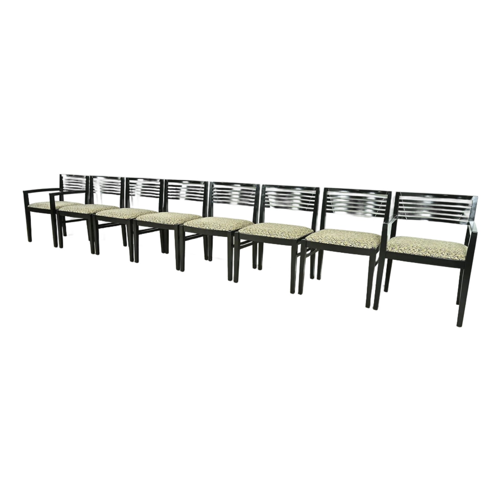 Knoll Postmodern Black Lacquered Ricchio Dining Chairs, Set of Eight ...