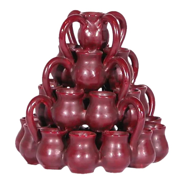 1990s Italian Glazed Ceramic Cluster of Vessels in a Raisin Color ...
