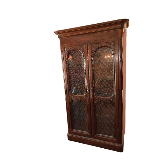 Late 20th Century Vintage Tall Curio Cabinet Lighted Display Cabinet W ...