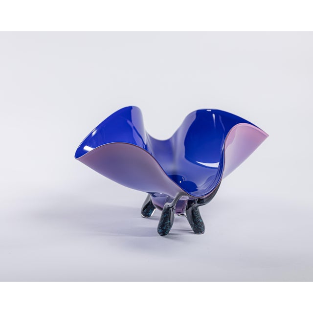 Ed Branson Lilac Blue Tropical Bowl | Chairish