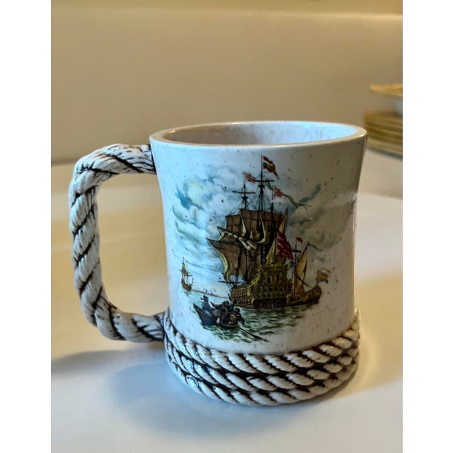 Seaside Chic Handmade Nautical Coffee Mugs With Rope Trim, Set of 4 ...