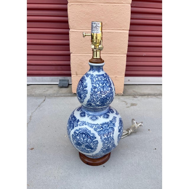Vintage Ralph Lauren Blue/White Double Gourd Chinoiserie Table Lamp ...