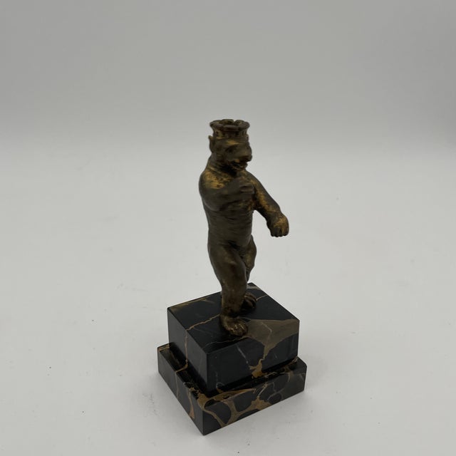 Art Deco Figure of a King Bear on a Stepped Marble Base | Chairish