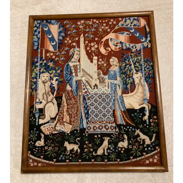 1980s Vintage Finished Framed Needlepoint Works / Tapestry Antique ...