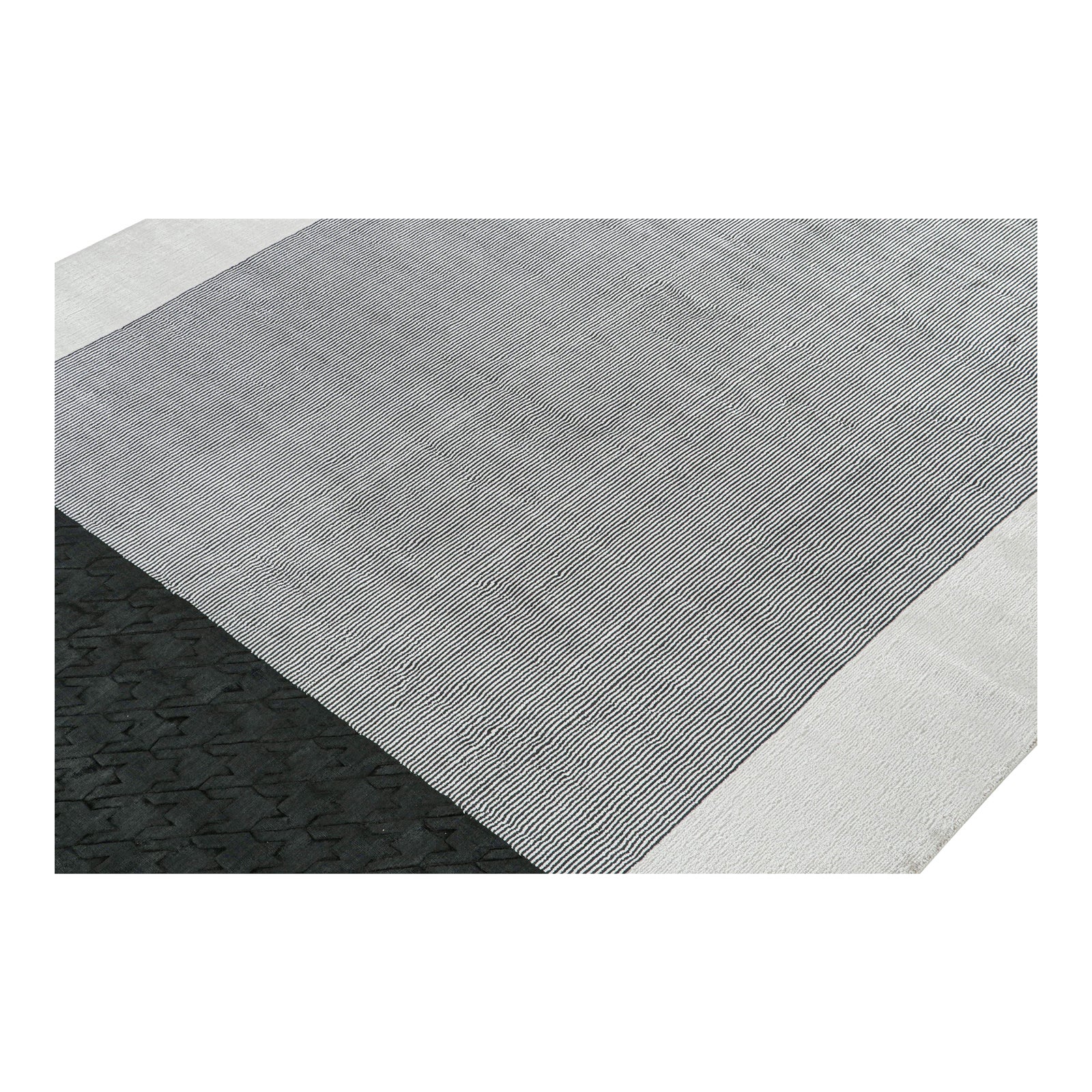 Rug & Kilim’s Modern Rug in Black and White Geometric Patterns | Chairish