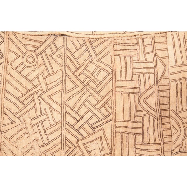 Early 20th Century African Kuba Embroidered Raffia Textile Rug | Chairish