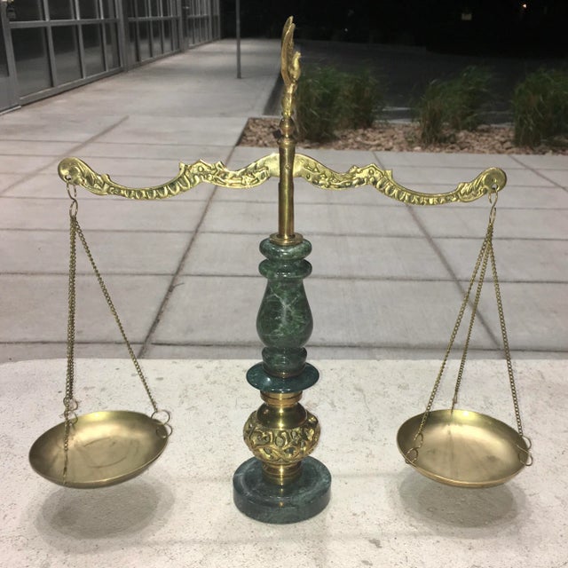 Japanese Bronze & Green Marble Balance Scale Circa 1940s | Chairish