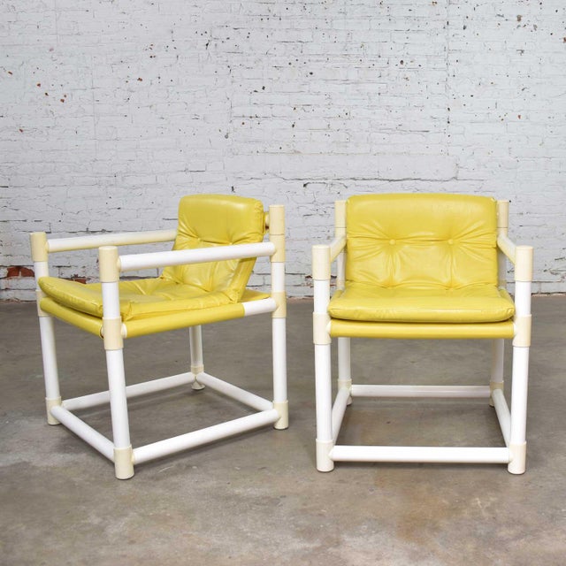 MCM Outdoor Pvc Side Chairs Yellow Vinyl Upholstery by Decorion Fun ...