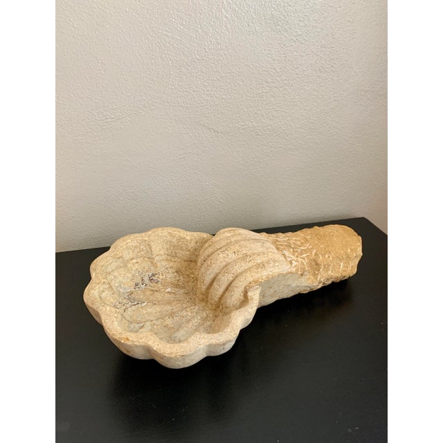 Antique Italian Hand Carved Marble Shell Form Font, 19th Century | Chairish