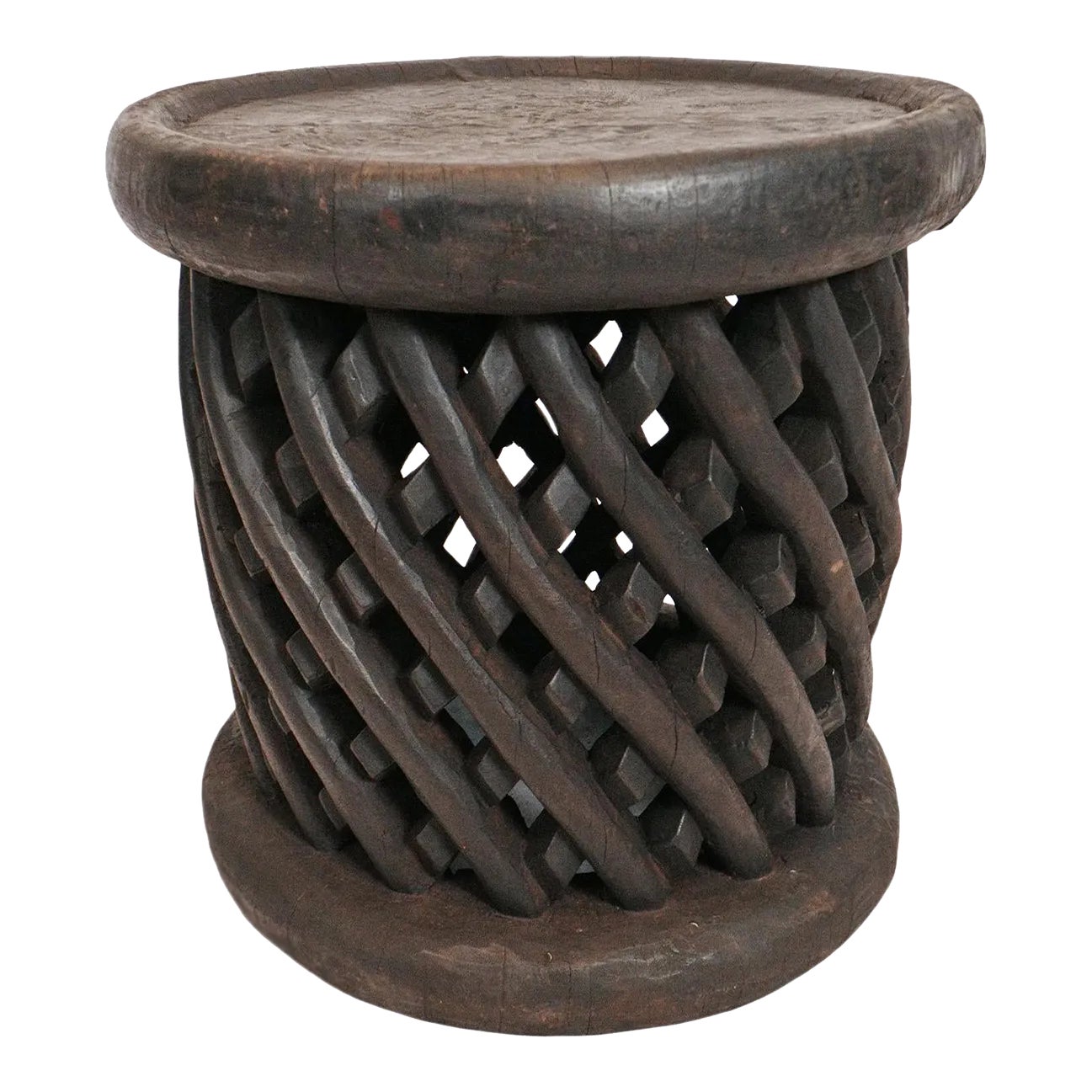 Vintage Basket Weave Bamileke Stool | Chairish