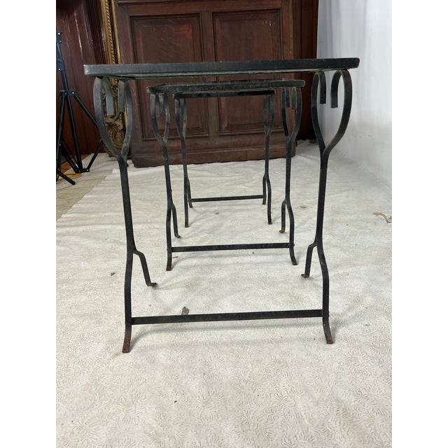 Vintage Cast Iron Salterini Style Nesting Outdoor Tables - Set of 3 ...