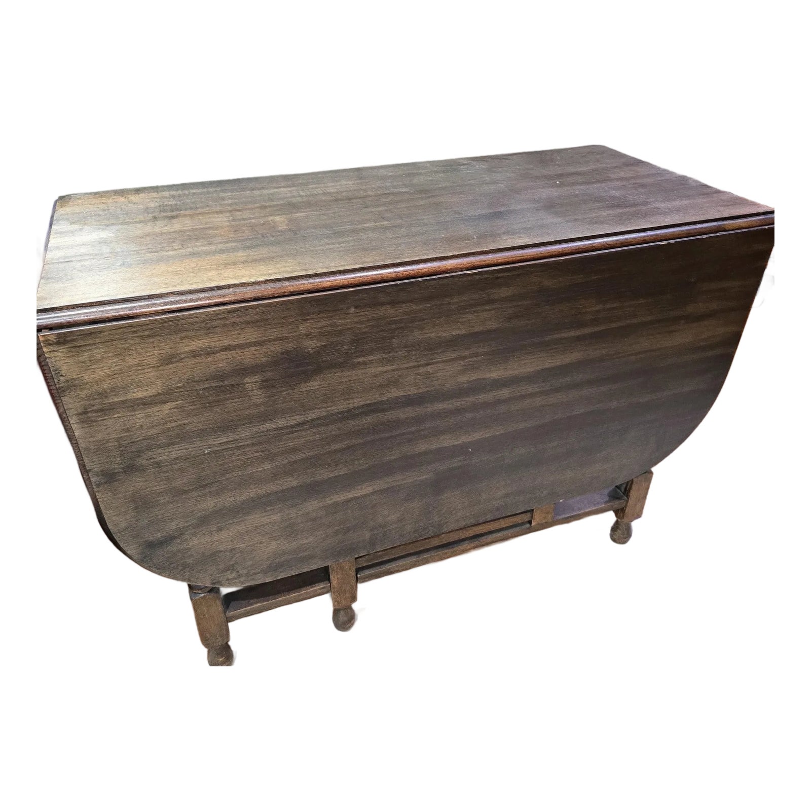 Antique Oak Gateleg Drop-Leaf Table With Barley Twist Legs | Chairish