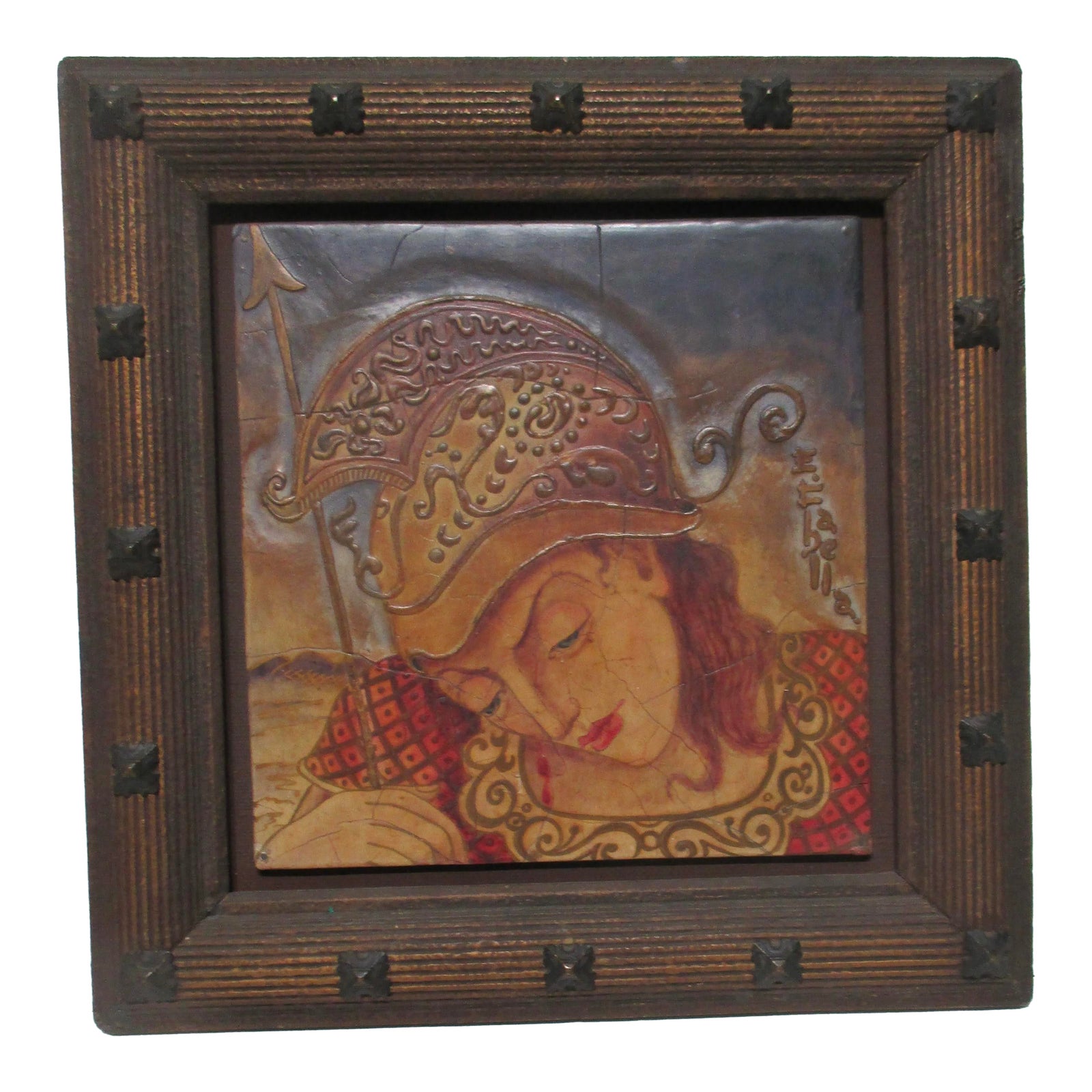 Fresco Panel of Wounded Amazon Italian Circa 30s' | Chairish