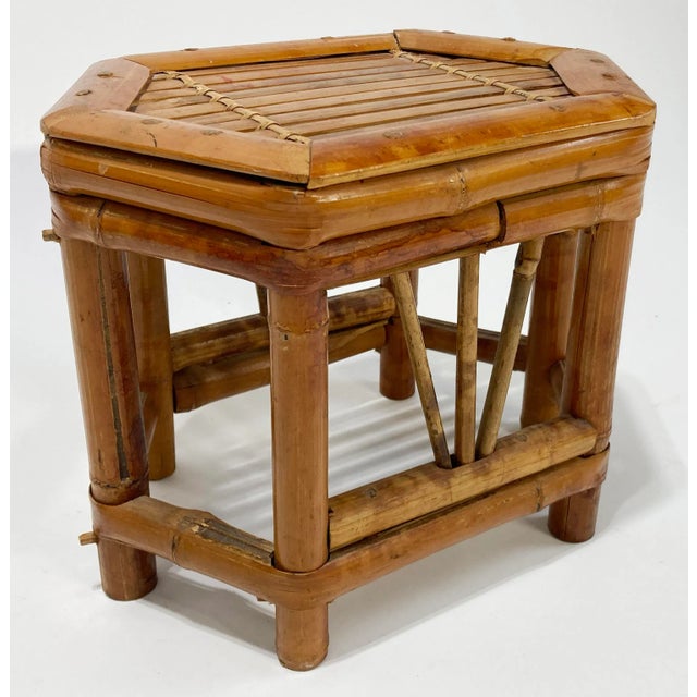 Vintage Scorched Bamboo Riser or Plant Stand | Chairish