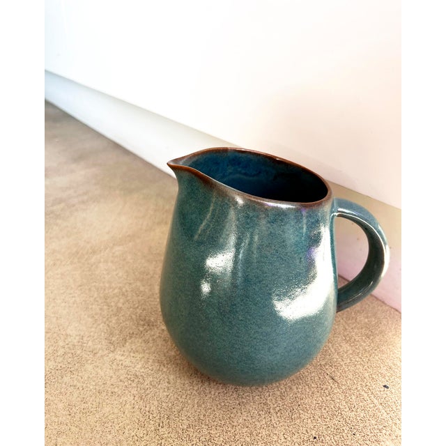 Prussian Blue Handmade Ceramic Pitcher | Chairish