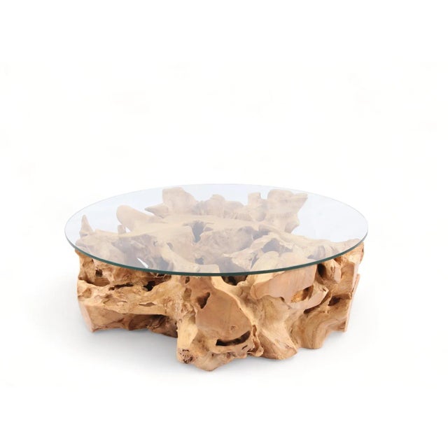 Round Organic Sculptured Teak Root Based Coffee Table 18 | Chairish