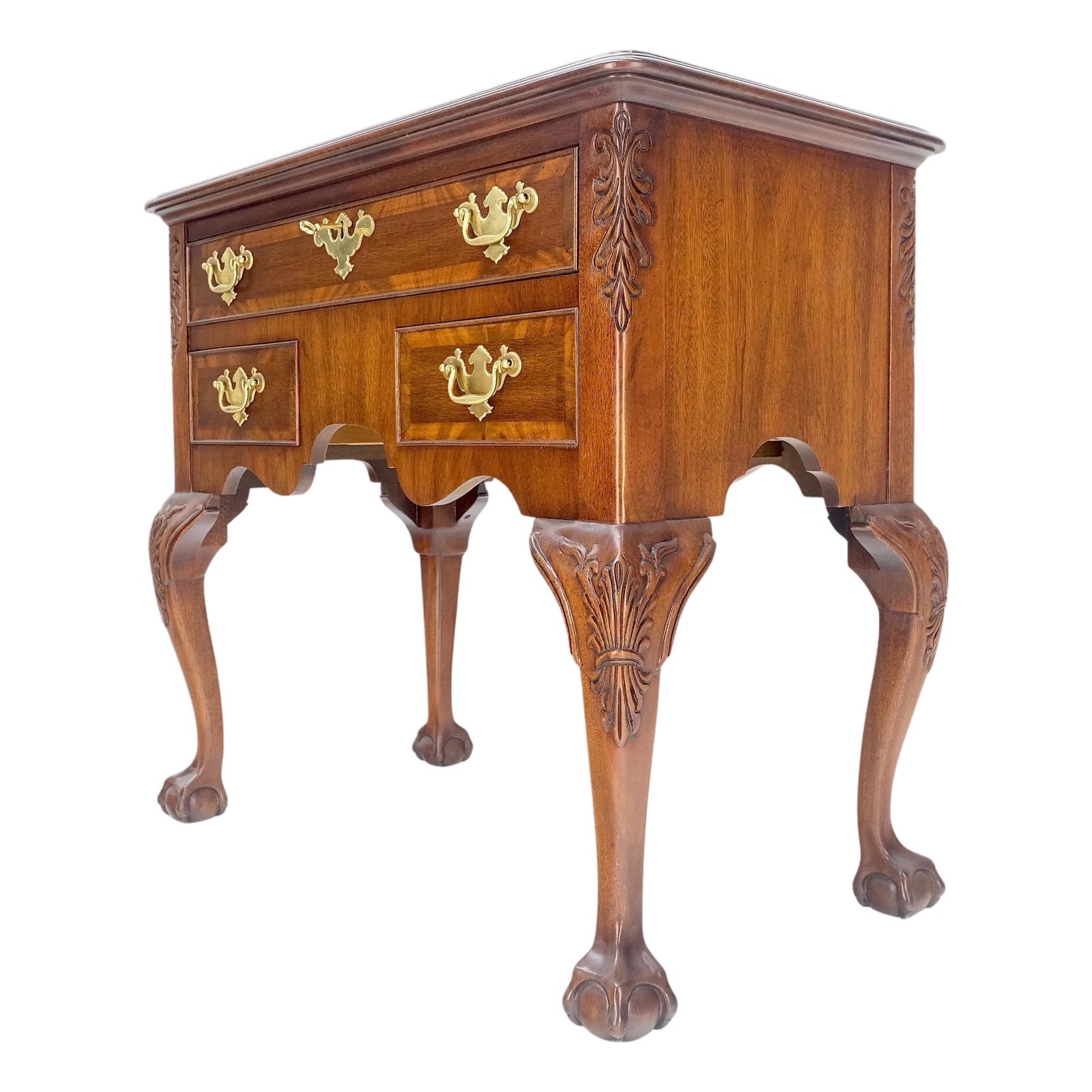 Carved Mahogany Banded Top Weiman Fine Lowboy Console Chest of Drawers ...