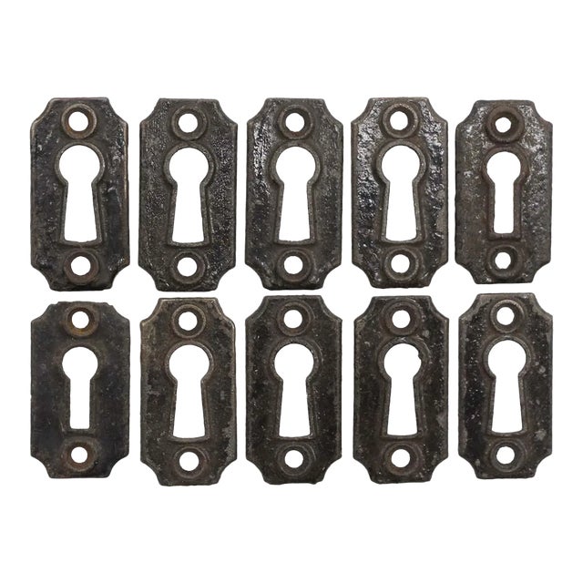 Set of 10 Vintage Arched Corner Black Cast Iron Door Keyhole Covers ...