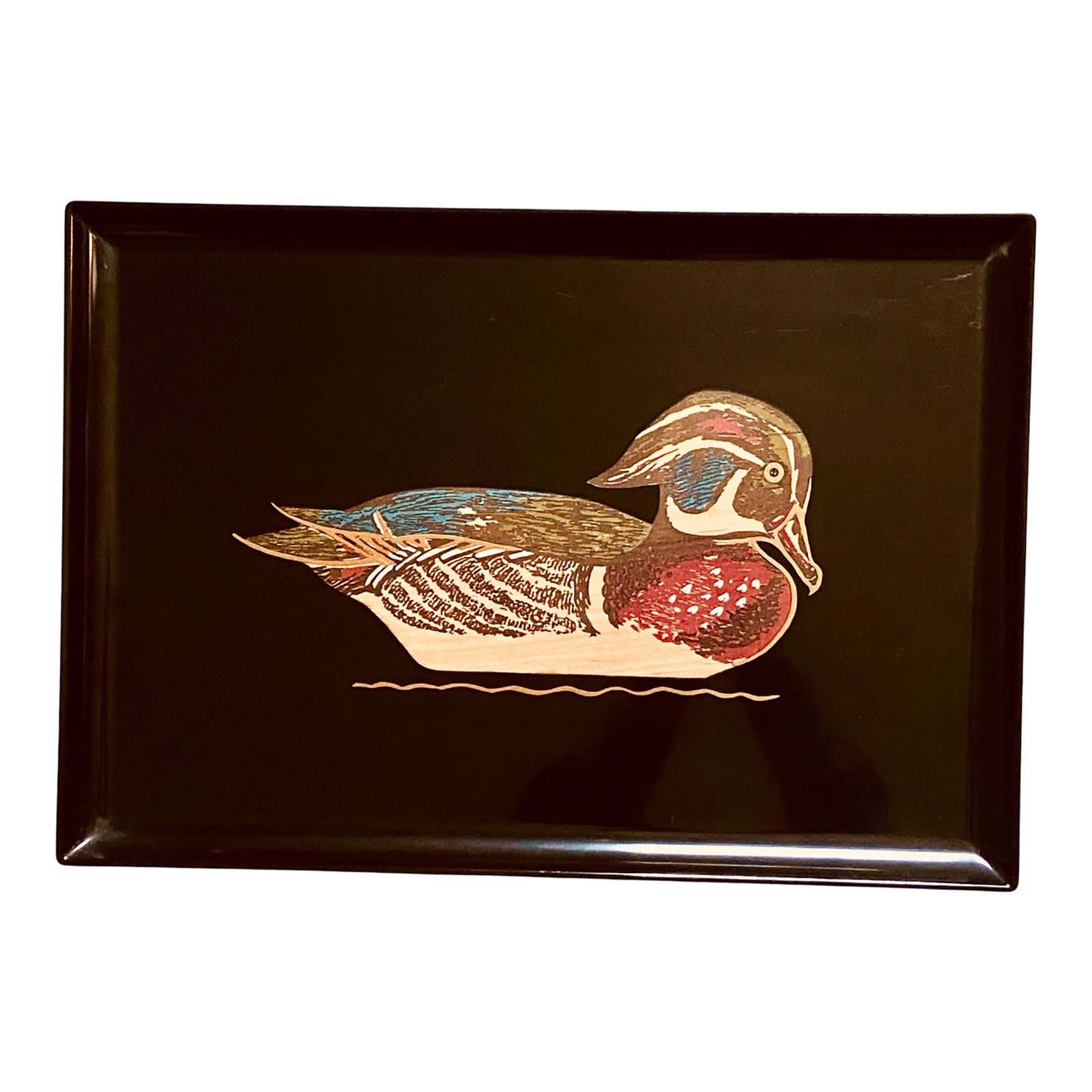 1960s Mid-Century Modern Inlaid "Mallard Duck" Tray by Couroc of ...