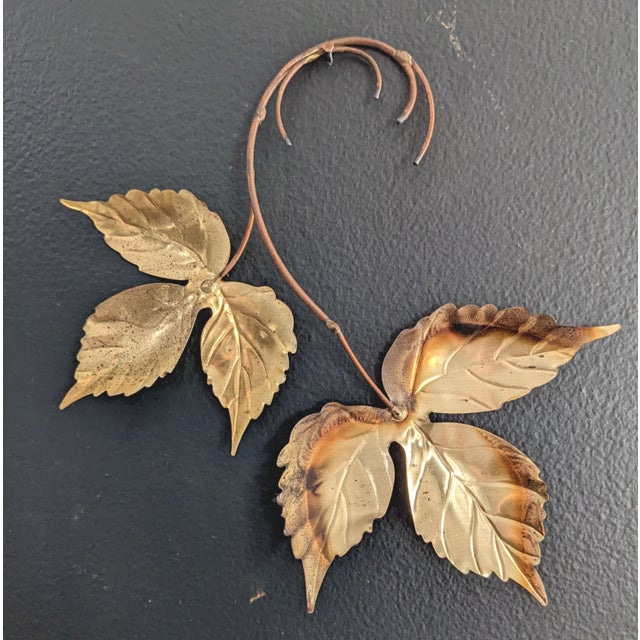 Jere Style Mid-Century Brass Toned Grape Leaves Wall Art - a Pair ...