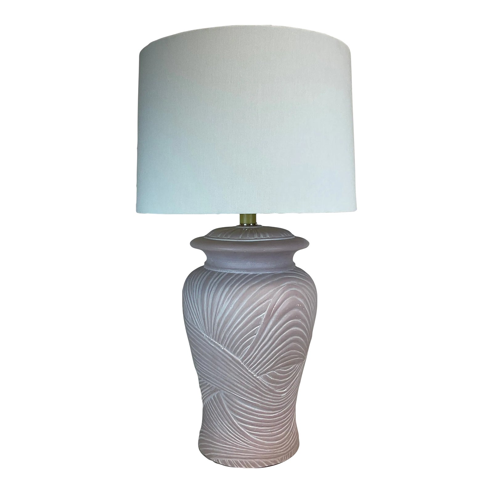1980s Vintage Coastal Palm Beach Regency Pink Plaster Table Lamp With ...