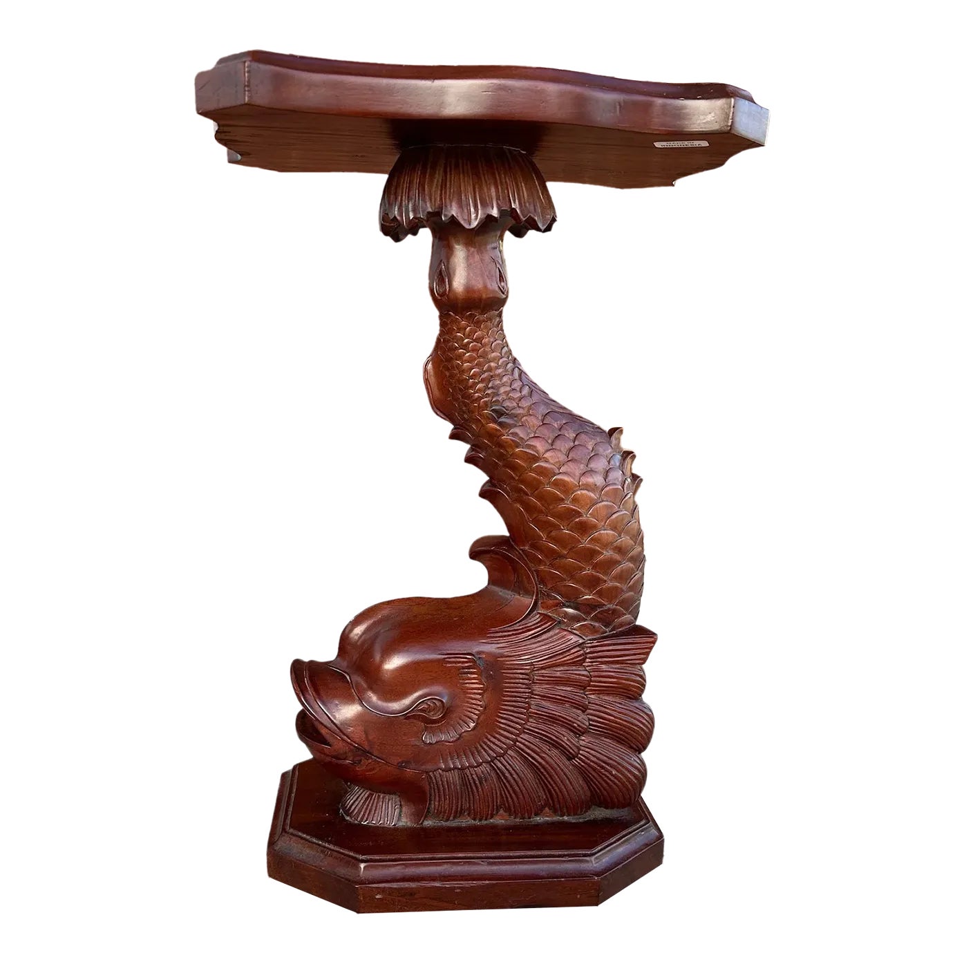 Mahogany Dolphin Pedestal Table Circa 19-C | Chairish