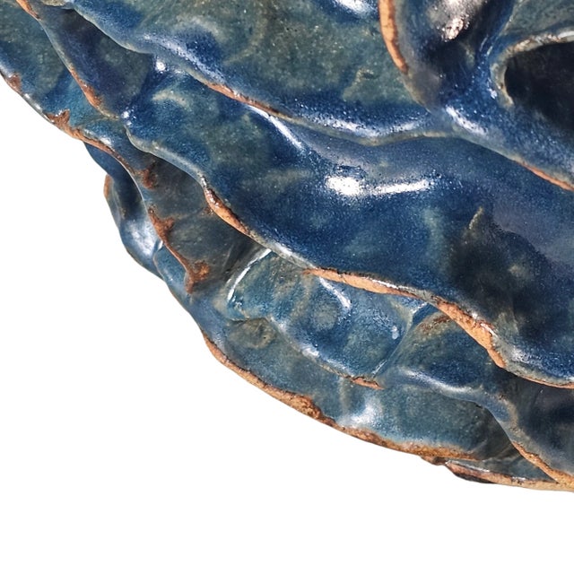 Large Studio Art Pottery Ruffled Sculptural Bowl | Chairish