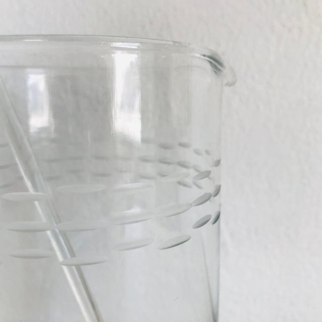 Vintage Mid Century Etched Glass Cocktail Pitcher and Stirring Rod ...
