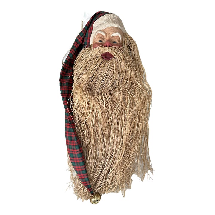 Rare Vintage 40-Inch Papier Maché Santa Claus Face With Raffia Beard ...