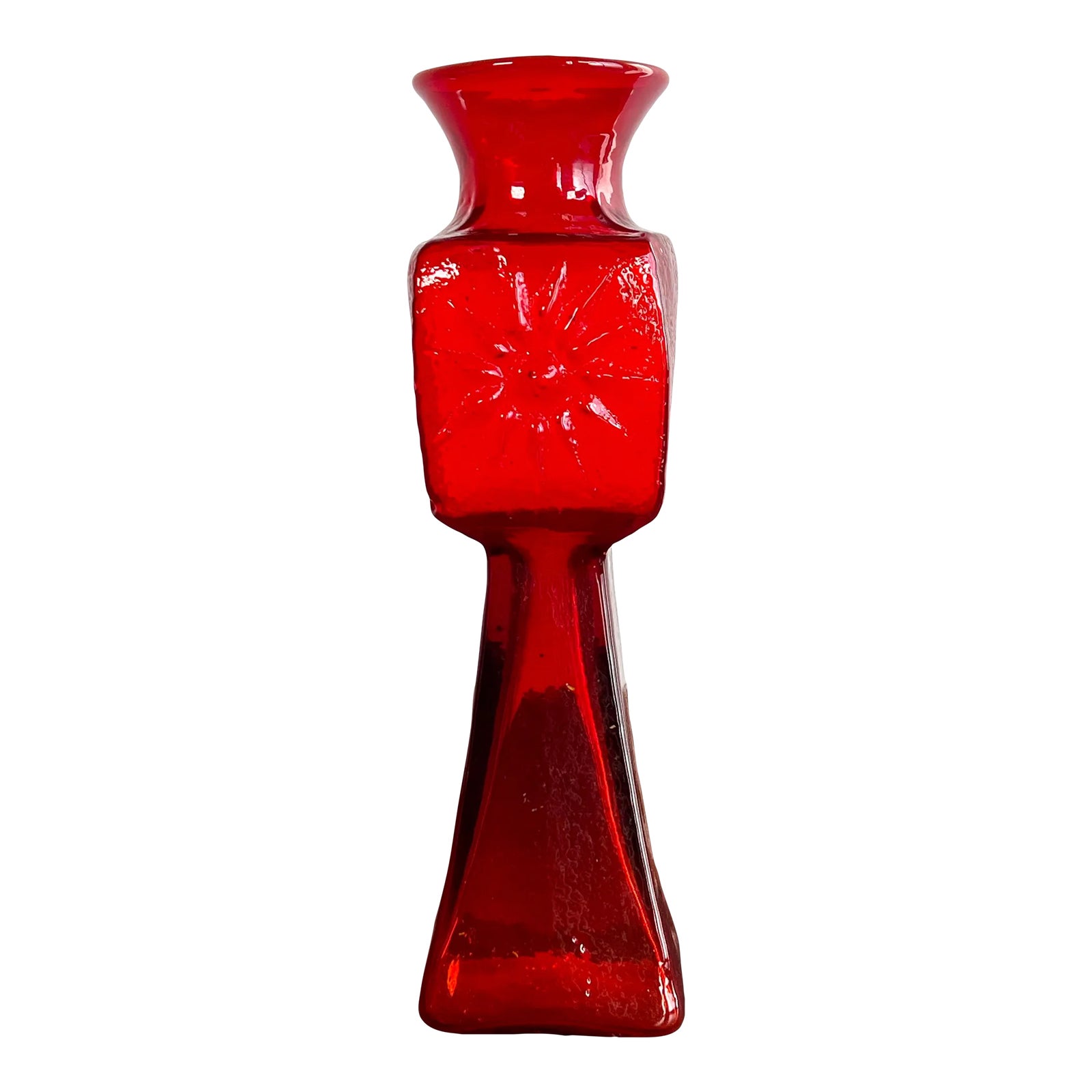 Vintage Mid Century Modern Indiana Handcraft Red Glass Sunburst Vase ...