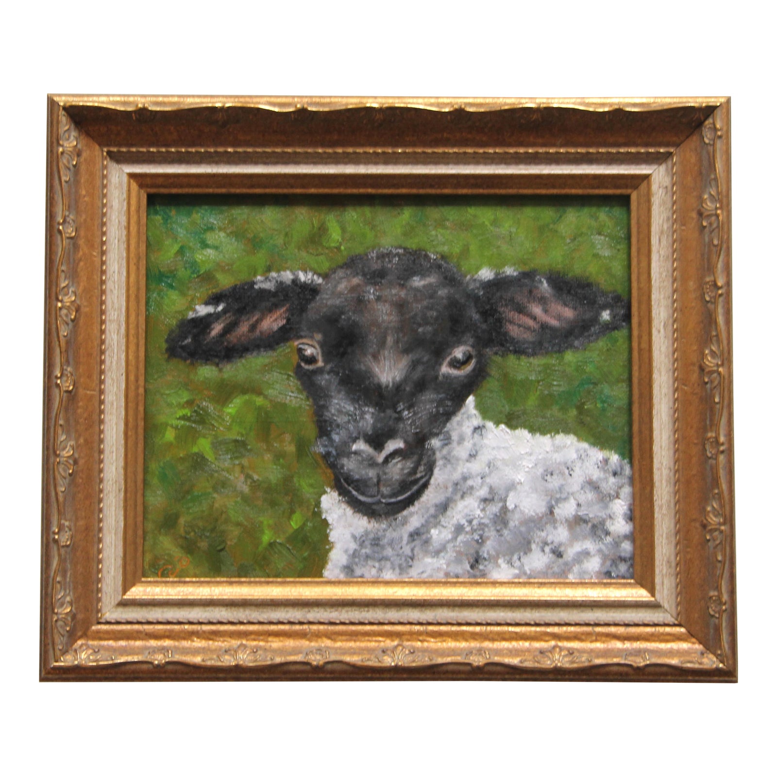 Sheep Lamb Portrait in Landscape, Traditional English Impressionist ...