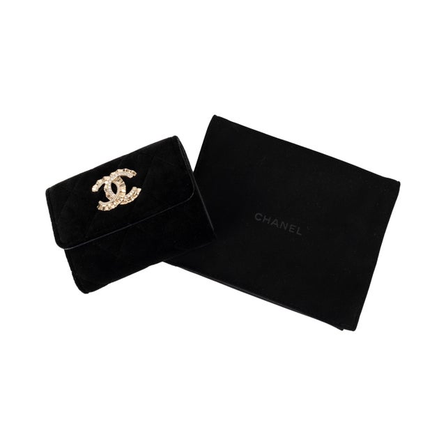 Chanel Chanel Quilted Velvet Wallet | Chairish