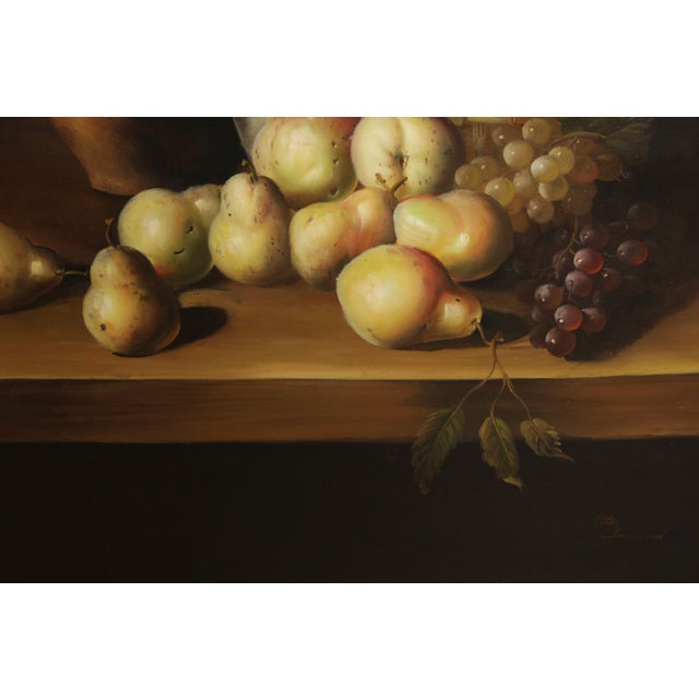 Vintage 20th Century Fruit Still Life Large Oil Painting, Custom Framed ...
