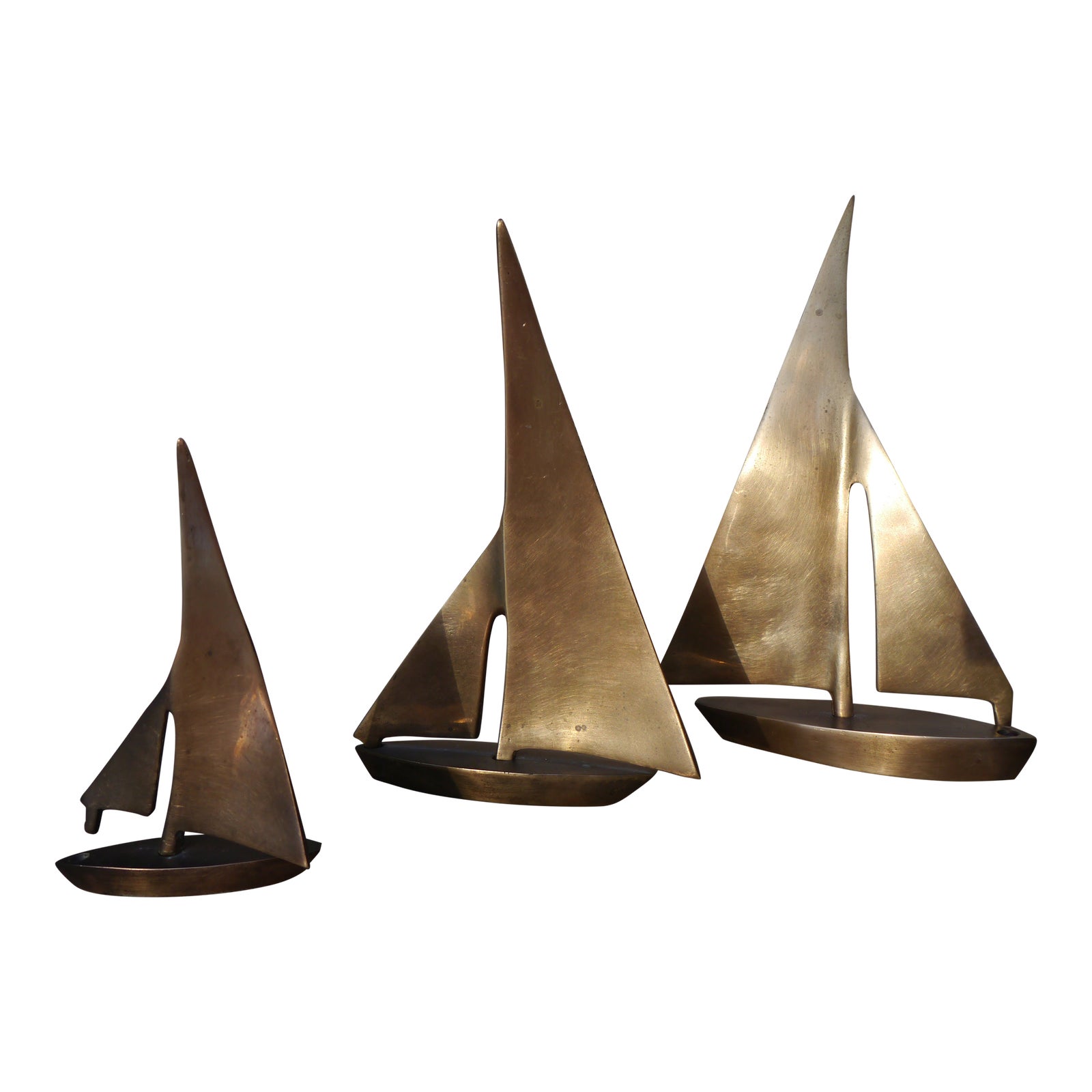 Mid 20th Century Solid Brass Sail Boat Sculpture Nautical Boat ...