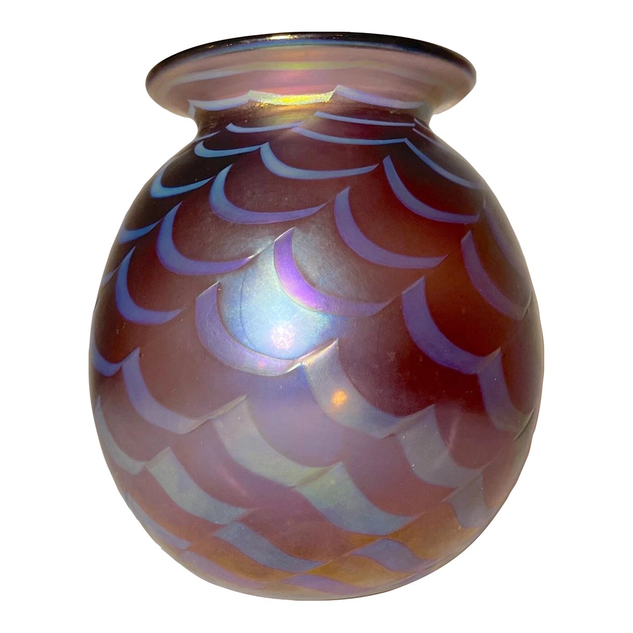 Original 1996 Hand Blown Aurene Iridescent Rick Strini Pulled Wave ...