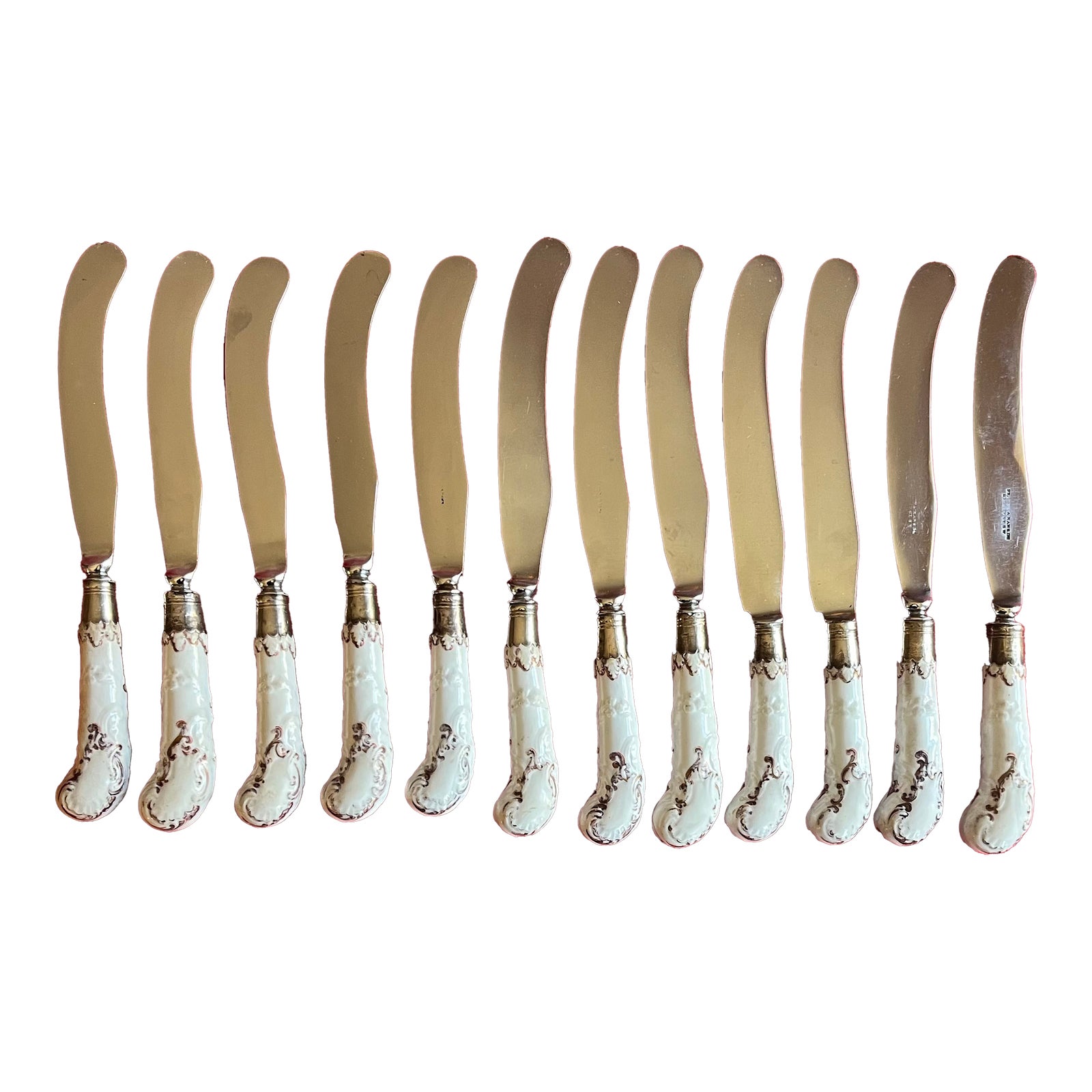 Antique 18th Century English George II Bow Porcelain Dinner Knives With ...