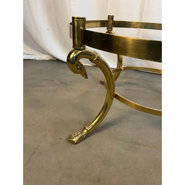 1950s Mid-Century Brass Swan Head Glass Top Coffee Table - Set of 2 ...