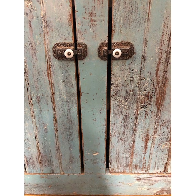 Country Rustic Blue Ontario Cabinet | Chairish