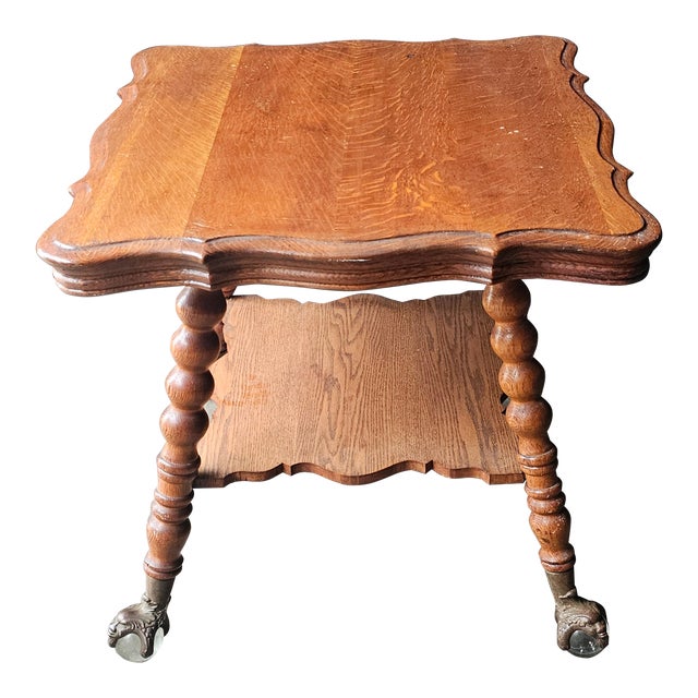 Late 19th Century Antique Oak Victorian Glass Ball & Claw Foot Table ...