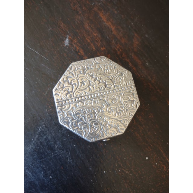 1920s Vintage Silver Plate Octagonal Pill Box | Chairish