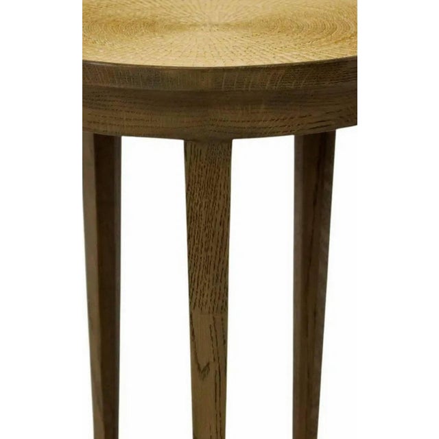 Vintage Five Legged Painted Wood Wicker Side Table | Chairish