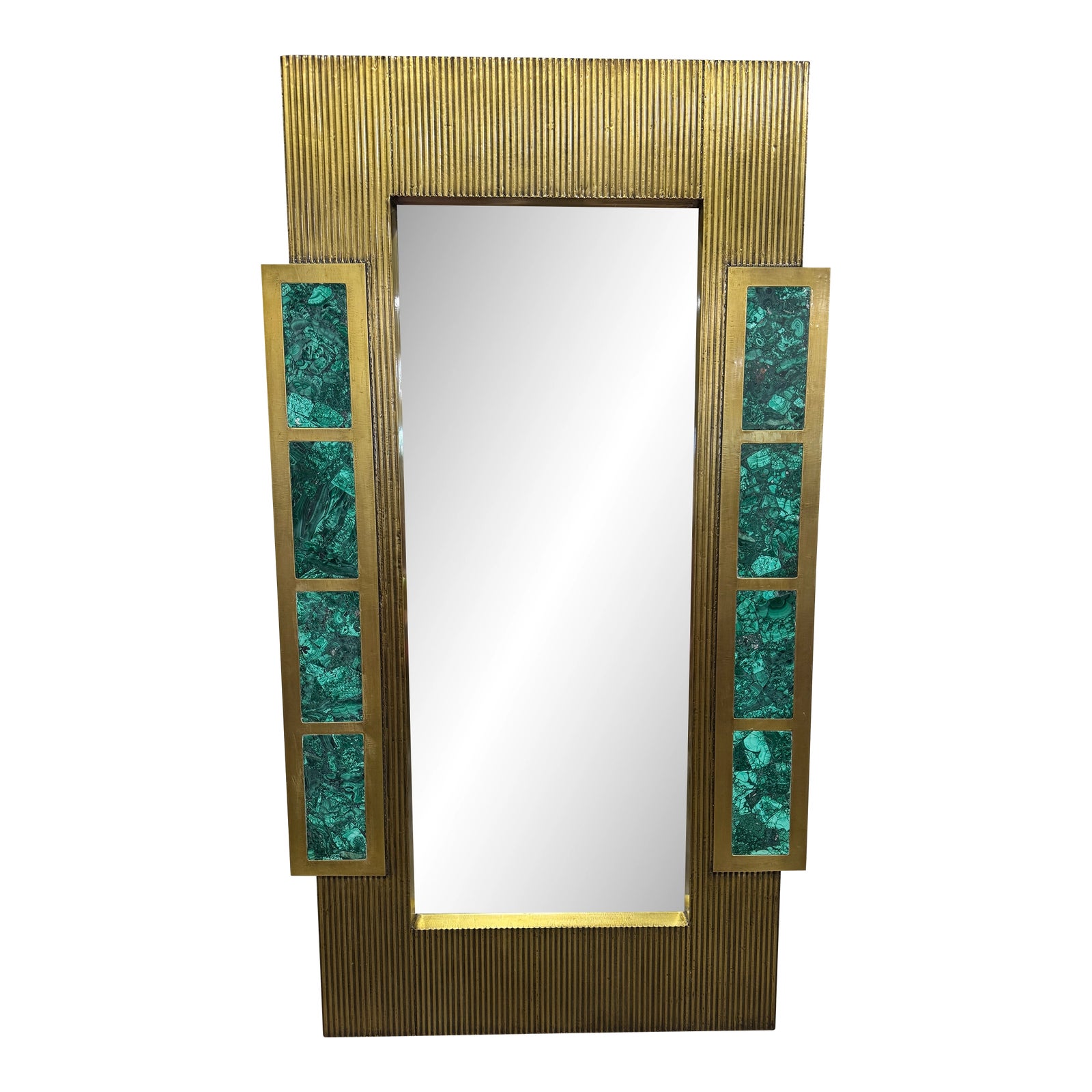 Mr Brown London Brass & Malachite Mirror | Chairish
