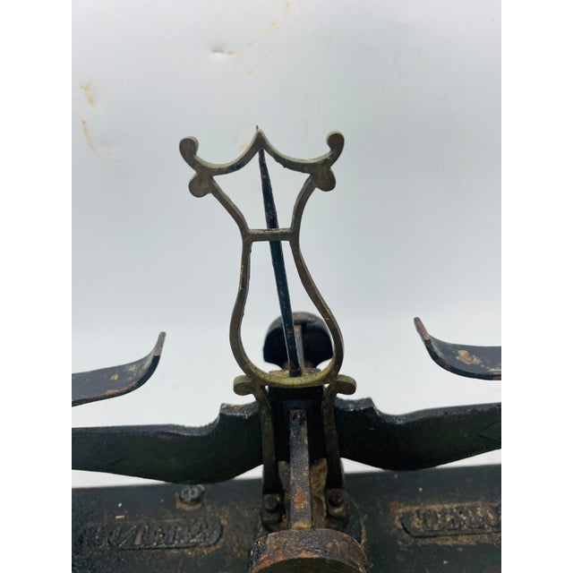 Antique French Iron Balance Scale With Brass Trays | Chairish